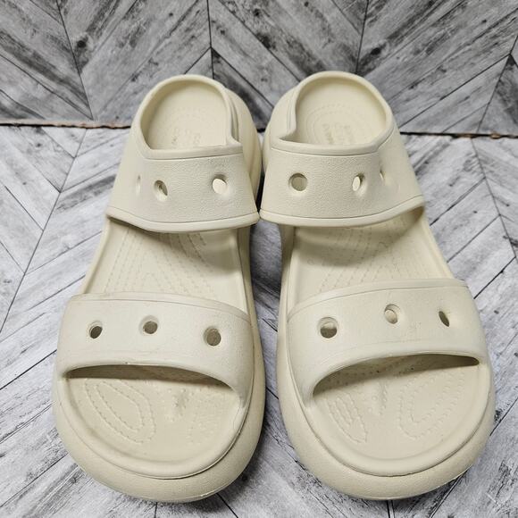 CROCS | Shoes | Crocs Classic Crush Sandals Platforms Bone Cream White ...